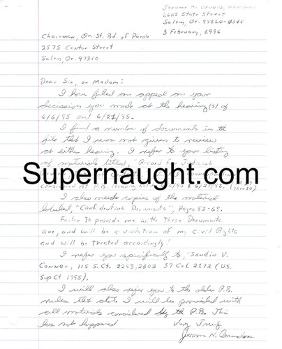 Jerry Brudos Letter to the Board of Parole Signed Twice | Supernaught