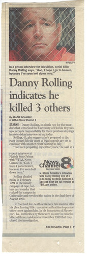 Danny Rolling Newspaper Article May 15 2000 | Supernaught