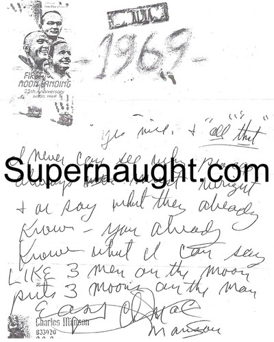Charles Manson Autographed Letter | Supernaught