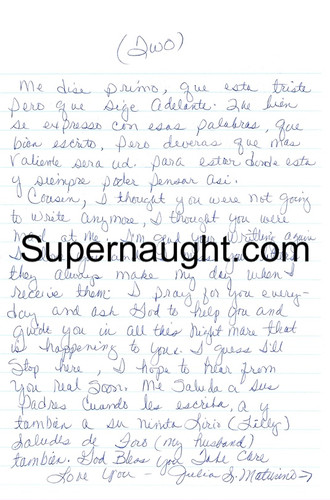 Julia Maturino 2nd Letter to Angel Resendiz Signed | Supernaught