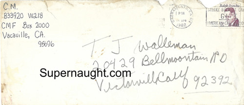 Charles Manson Envelope to TJ the Terrible 1982 | Supernaught