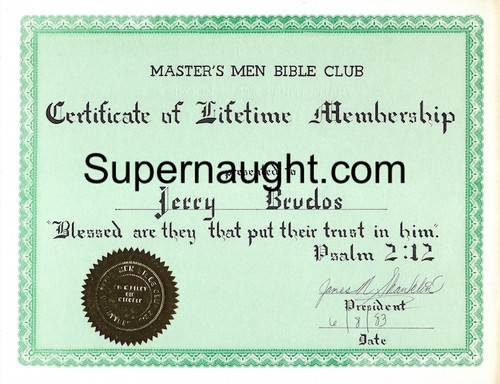 Jerry Brudos Bible Club Lifetime Membership OSP 1983 | Supernaught