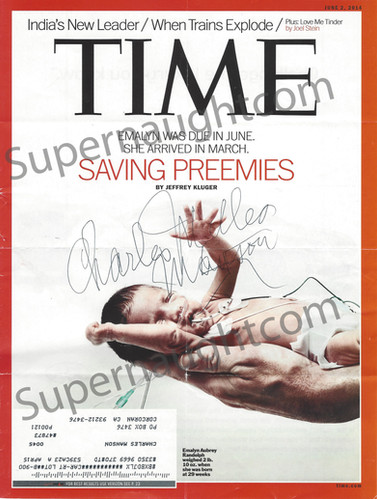 Charles Manson Signed Time Magazine Cover June 2014