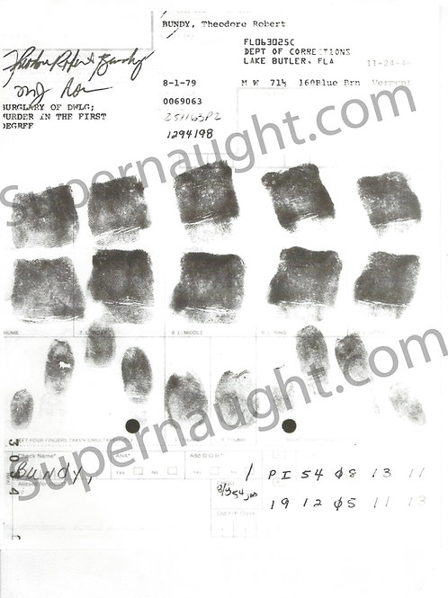 Ted Bundy Replica Fingerprint Chart | Supernaught