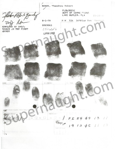 Ted Bundy Replica Fingerprint Chart | Supernaught