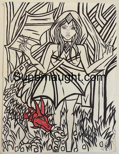 Virginia Krall Dragon and Woman Artwork Signed | Supernaught