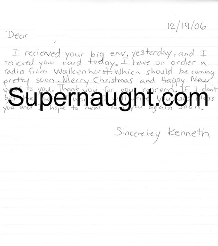 Kenneth Parnell Letter and Top Envelope Both Signed | Supernaught