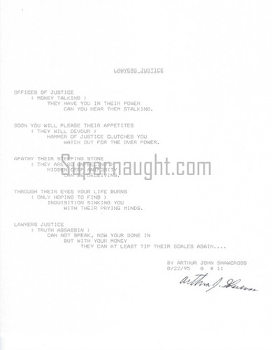 Arthur Shawcross Lawyers Justice Signed Poem | Supernaught