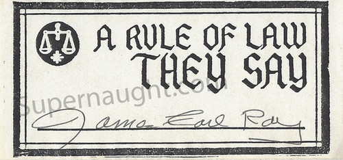 James Earl Ray A Rule of The Law They Say Bookplate Signed | Supernaught