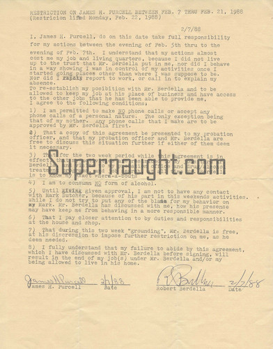 Robert Berdella 1988 James Purcell Restrictions Signed By Both ...