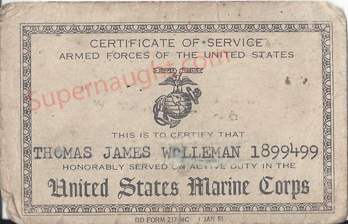 Thomas Walleman USMC Card Signed TJ The Terrible | Supernaught