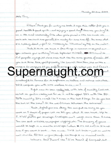 Clara Schwartz Letter and Envelope with Artwork Both Signed | Supernaught