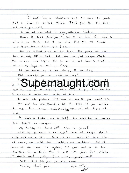 Kip Kinkel Letter and Envelope Both Signed | Supernaught