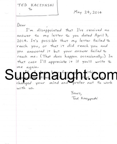 Ted Kaczynski One Page Letter Signed Twice | Supernaught