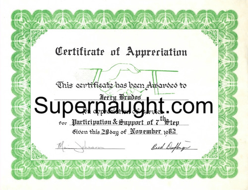 Jerry Brudos OSP 7th Step Certificate | Supernaught