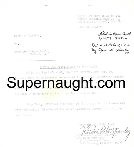 Ted Bundy 1979 Document Signed in Full
