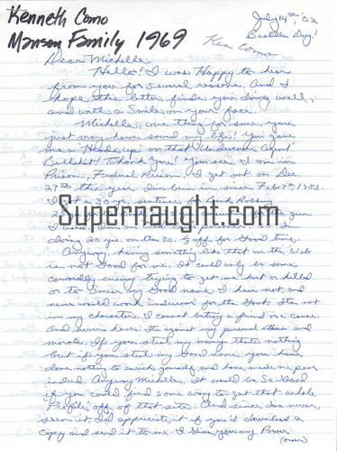 Kenneth Como Letter Signed Charles Manson Family | Supernaught