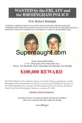 Eric Rudolph Original FBI Wanted Poster | Supernaught