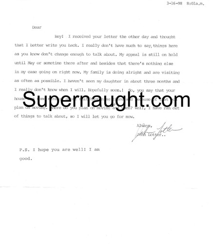 John Lotter Signed Letter with Envelope | Supernaught
