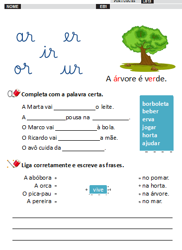 ar er ir or ur | milrecursos