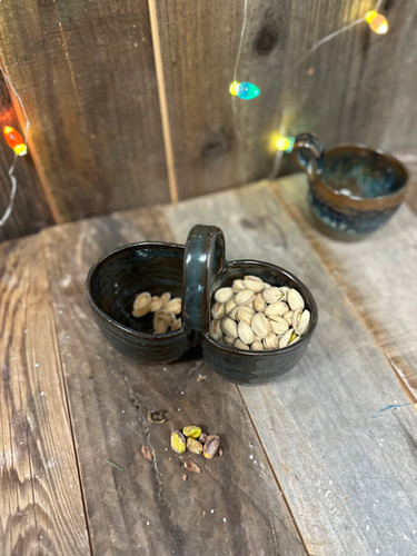 Two by pistachio bowl (nut cup) | polly noll pottery