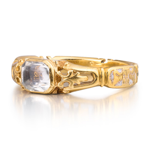 Stuart Crystal Mourning Ring with Memento Mori Devices. England, 18th ...