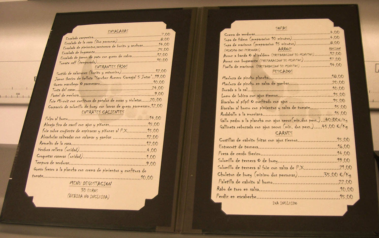 Carta menus de restaurantes - Imagui