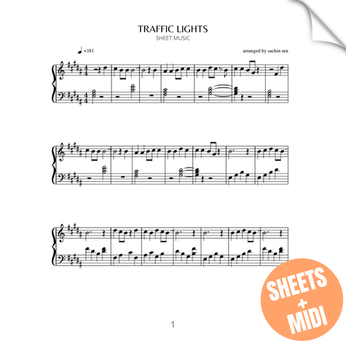 Traffic Lights (SHEET MUSIC & MIDI) | Sachin Sen