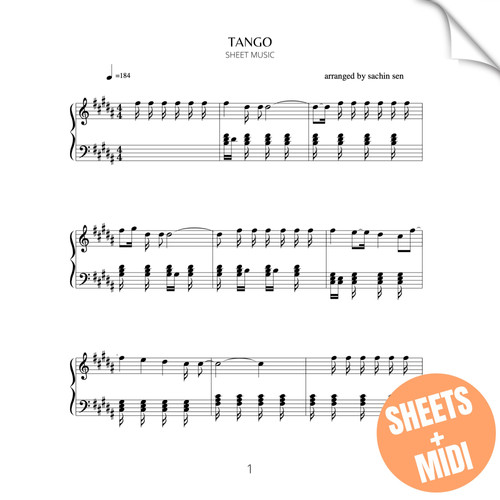 Tango (SHEET MUSIC & MIDI) | Sachin Sen
