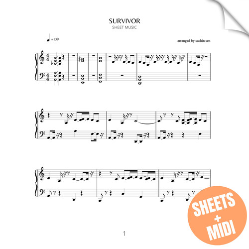 Survivor (SHEET MUSIC & MIDI) | Sachin Sen