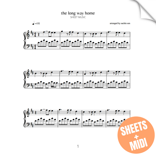 the long way home (SHEET MUSIC & MIDI) | Sachin Sen