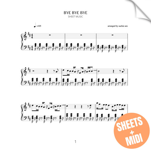 Bye Bye Bye (SHEET MUSIC & MIDI) | Sachin Sen