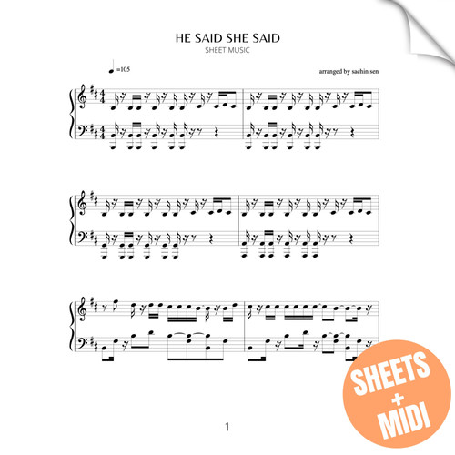 SHE SAID HE SAID SHE SAID (SHEET MUSIC & MIDI) | Sachin Sen