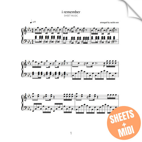 i remember (SHEET MUSIC & MIDI) | Sachin Sen