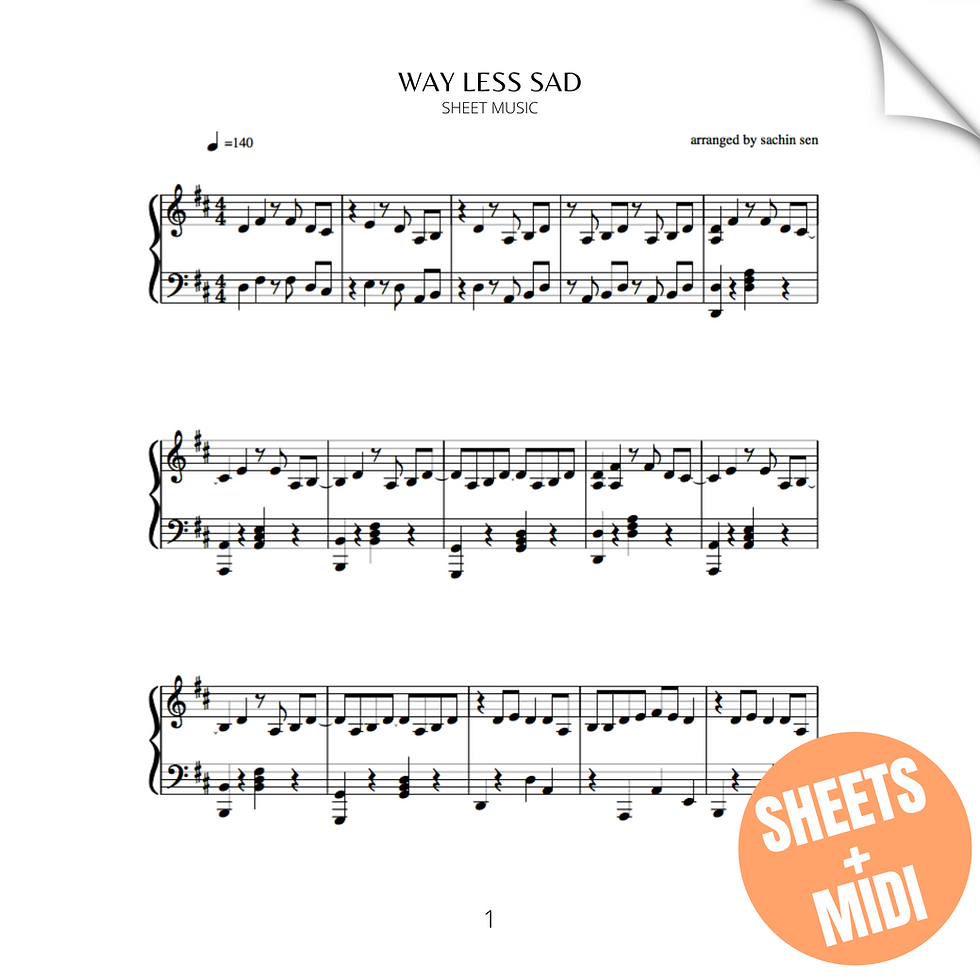 Way Less Sad (SHEET MUSIC & MIDI) | Sachin Sen