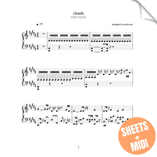 clouds (SHEET MUSIC & MIDI) | Sachin Sen