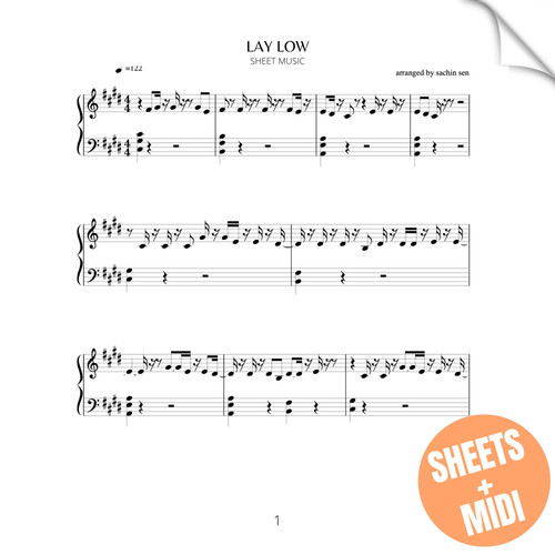 Lay Low (SHEET MUSIC & MIDI) | Sachin Sen