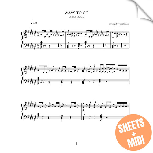 Ways To Go (SHEET MUSIC & MIDI) | Sachin Sen