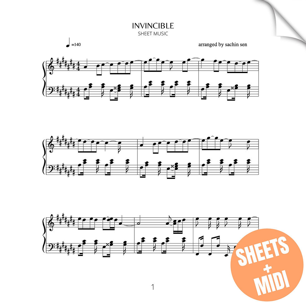 Invincible (SHEET MUSIC & MIDI) | Sachin Sen