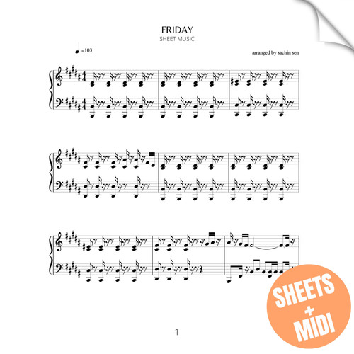 Friday (SHEET MUSIC & MIDI) | Sachin Sen