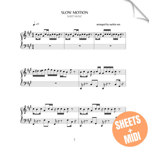 Slow Motion (SHEET MUSIC & MIDI) | Sachin Sen