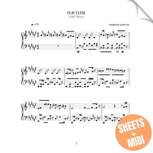 Fur Elise (SHEET MUSIC & MIDI). | Sachin Sen