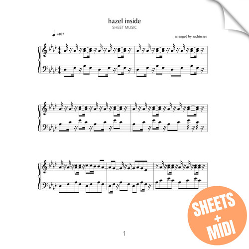 hazel inside (SHEET MUSIC & MIDI) | Sachin Sen