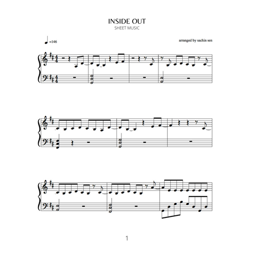 Inside Out (SHEET MUSIC & MIDI) | Sachin Sen