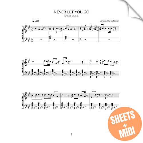 Never Let You Go (SHEET MUSIC & MIDI) | Sachin Sen