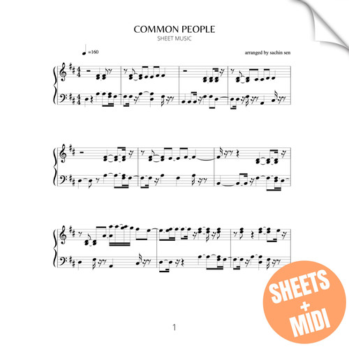 Common People (SHEET MUSIC & MIDI) | Sachin Sen