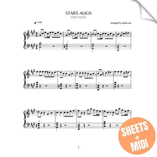 Stars Align (SHEET MUSIC & MIDI) | Sachin Sen