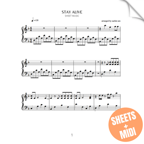 Stay Alive (SHEET MUSIC & MIDI) | Sachin Sen
