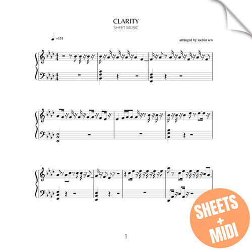 Clarity (SHEET MUSIC & MIDI) | Sachin Sen