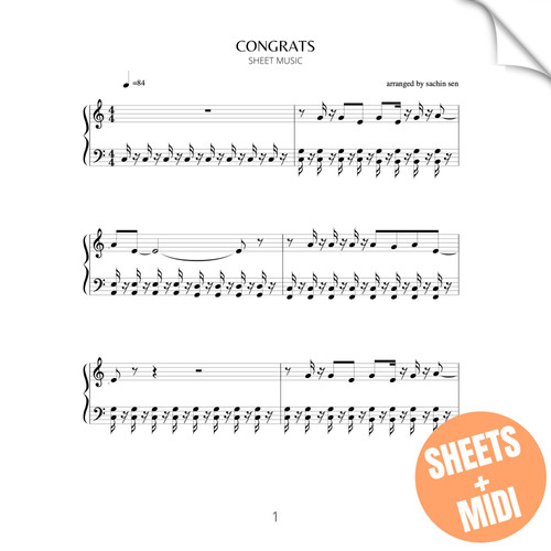 Congrats (SHEET MUSIC & MIDI) | Sachin Sen